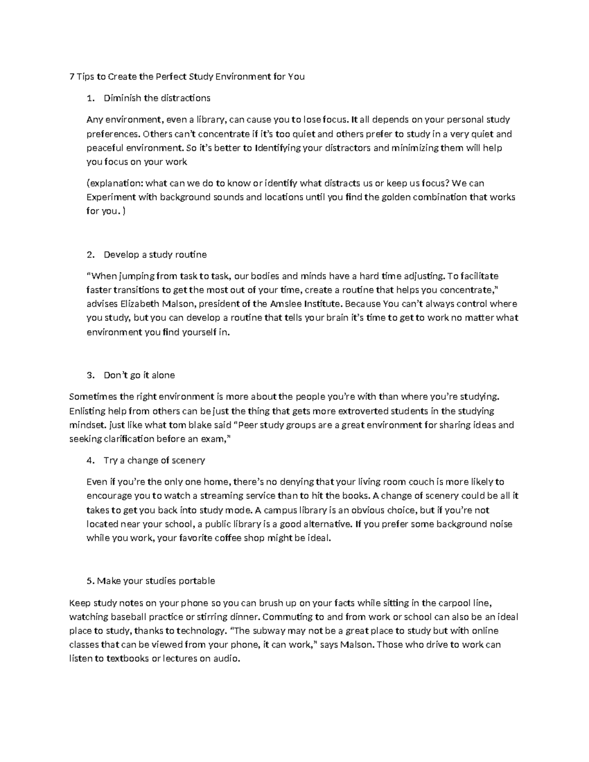 7 Tips to Create the Perfect Study Environment for You - Diminish the ...