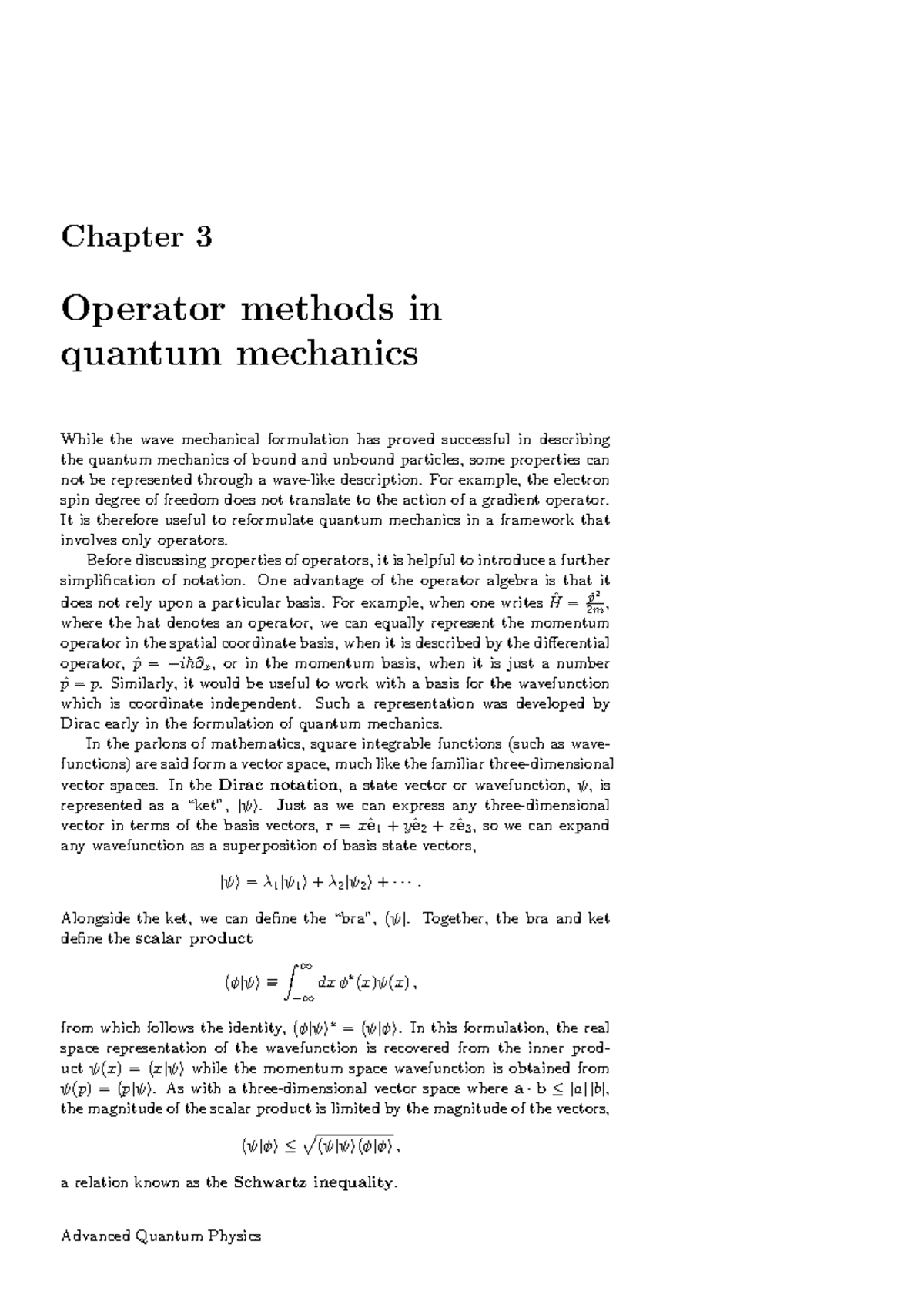 Handout operator - Yuuhvcf - Chapter 3 Operator methods in quantum ...