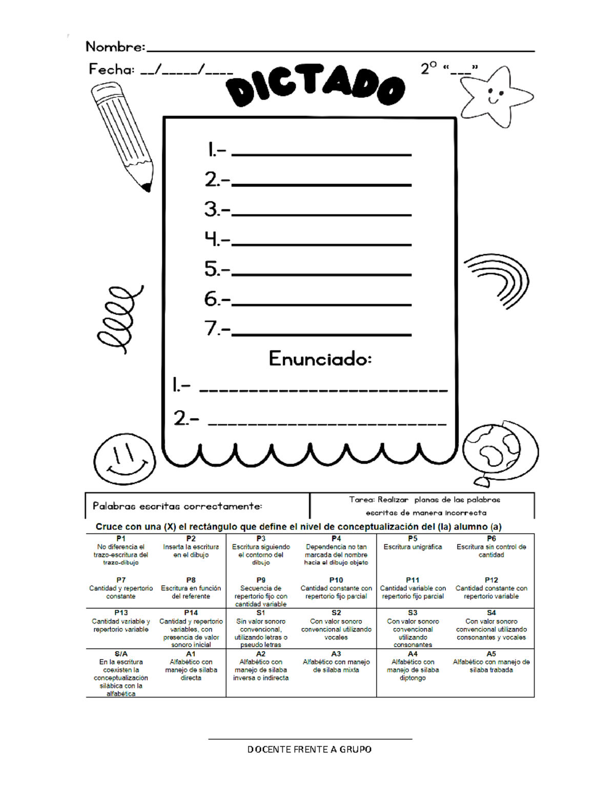 Formato DE Dictado - Nombre: Fecha: DICTADO I. Enunciado: Tarea ...