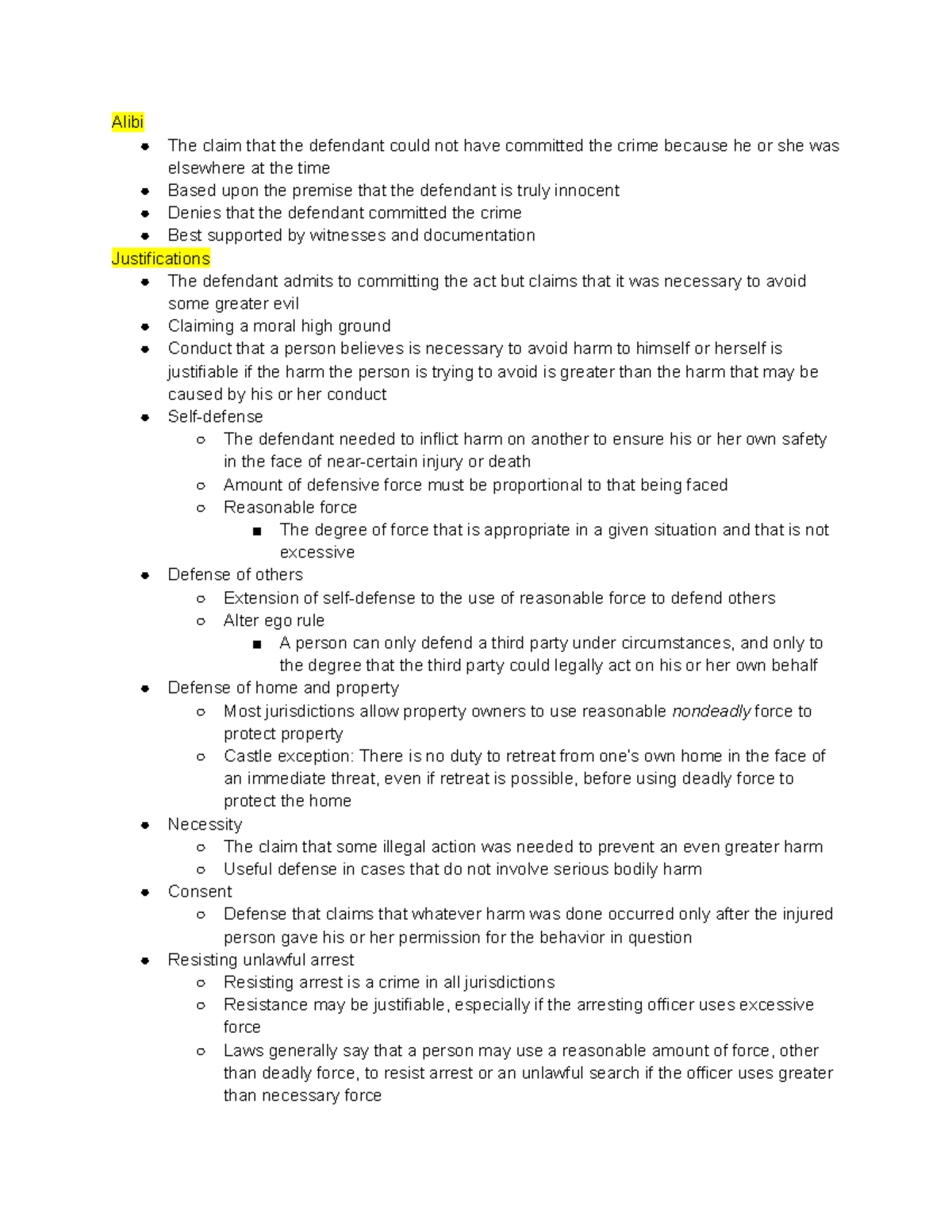 Intro Crim Ch3 pt5 - Alibi The claim that the defendant could not have ...