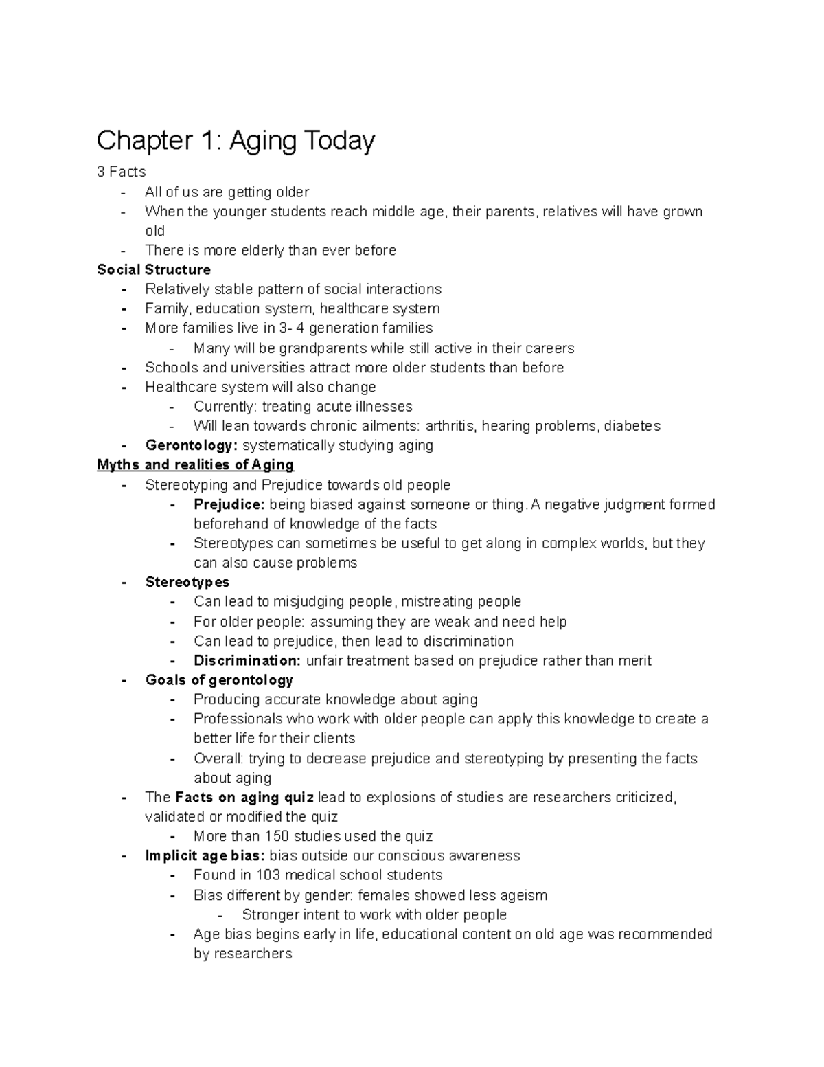 2711 Readings - Aging and Society - Chapter 1: Aging Today 3 Facts ...