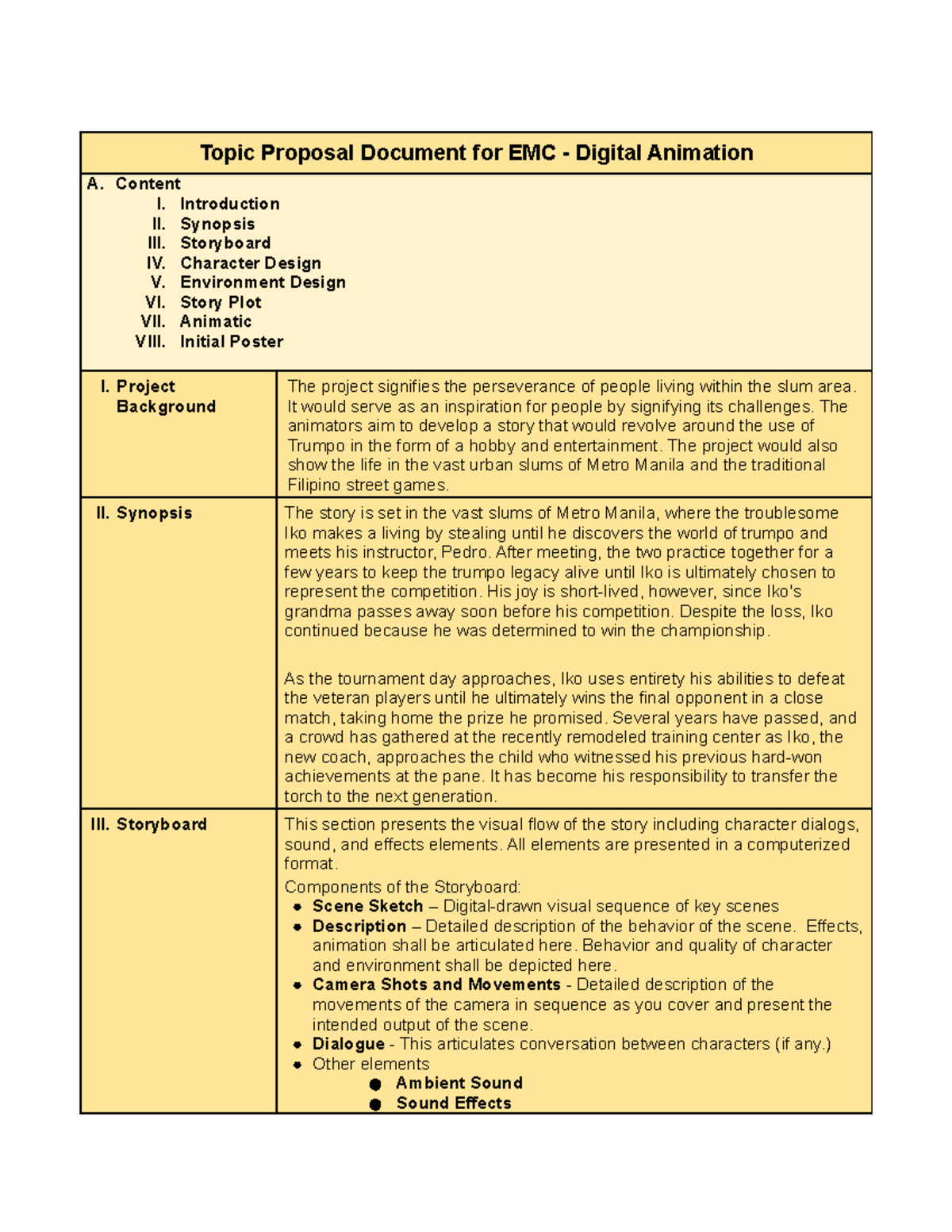 Topic Proposal Document Defense for animation - Topic Proposal Document ...