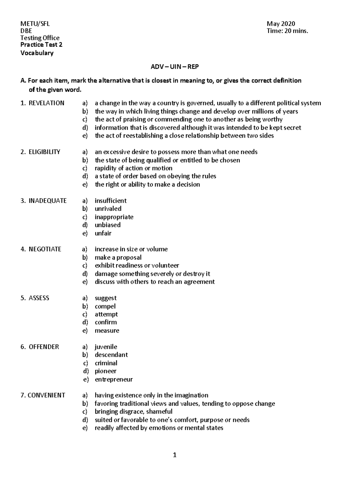 2020-06-01 c19 Practice Test 2 (ADV - UIN - REP) - Vocabulary - Warning ...