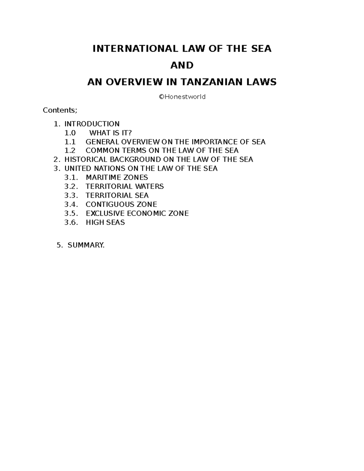 2 INT LAW OF THE SEA - Notes - INTERNATIONAL LAW OF THE SEA AND AN ...