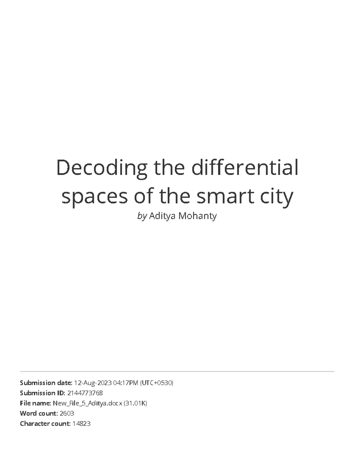 Decoding the differential spaces of the smart city - Microeconomics I ...