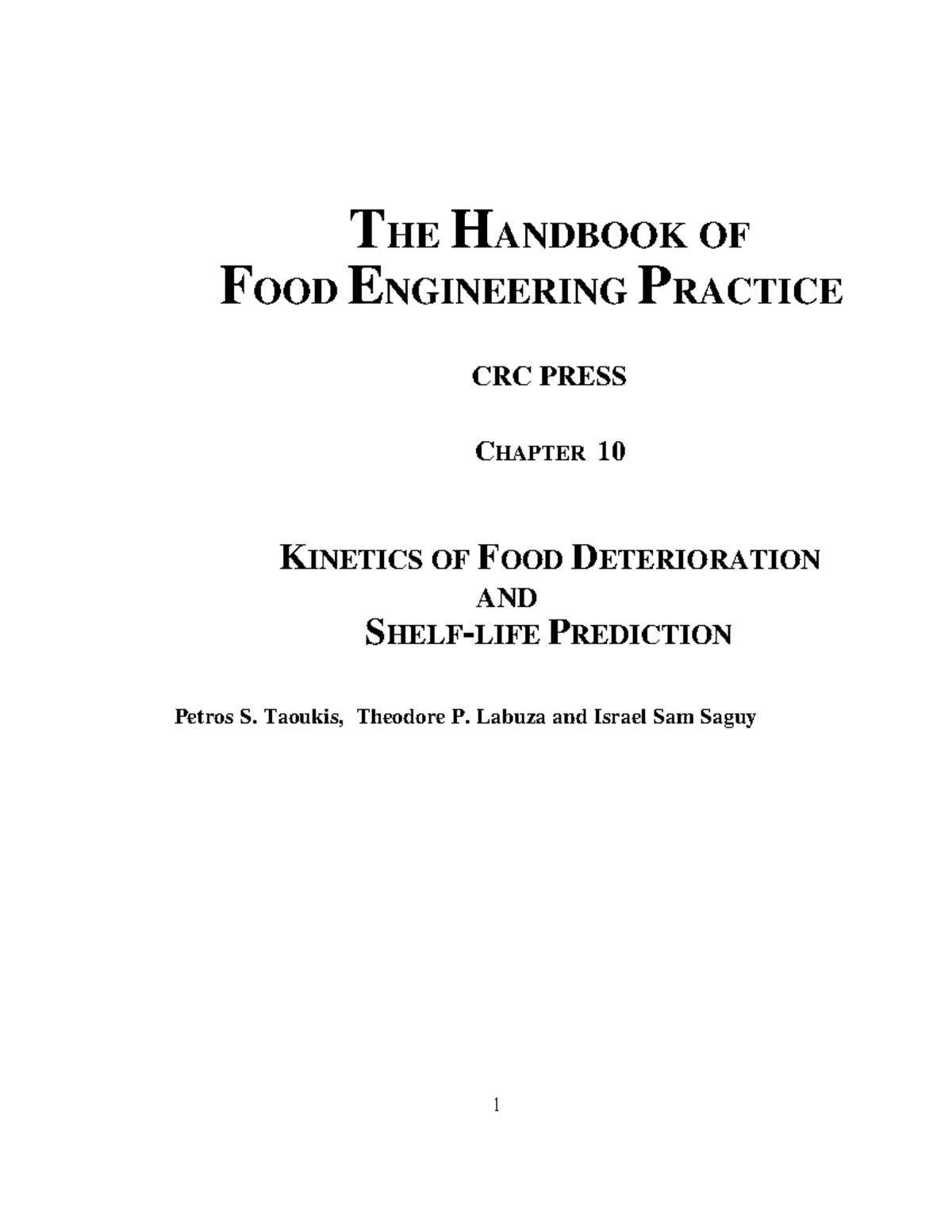 2000 Kinetics OF FOOD Deterioration - THE HANDBOOK OF FOOD ENGINEERING ...