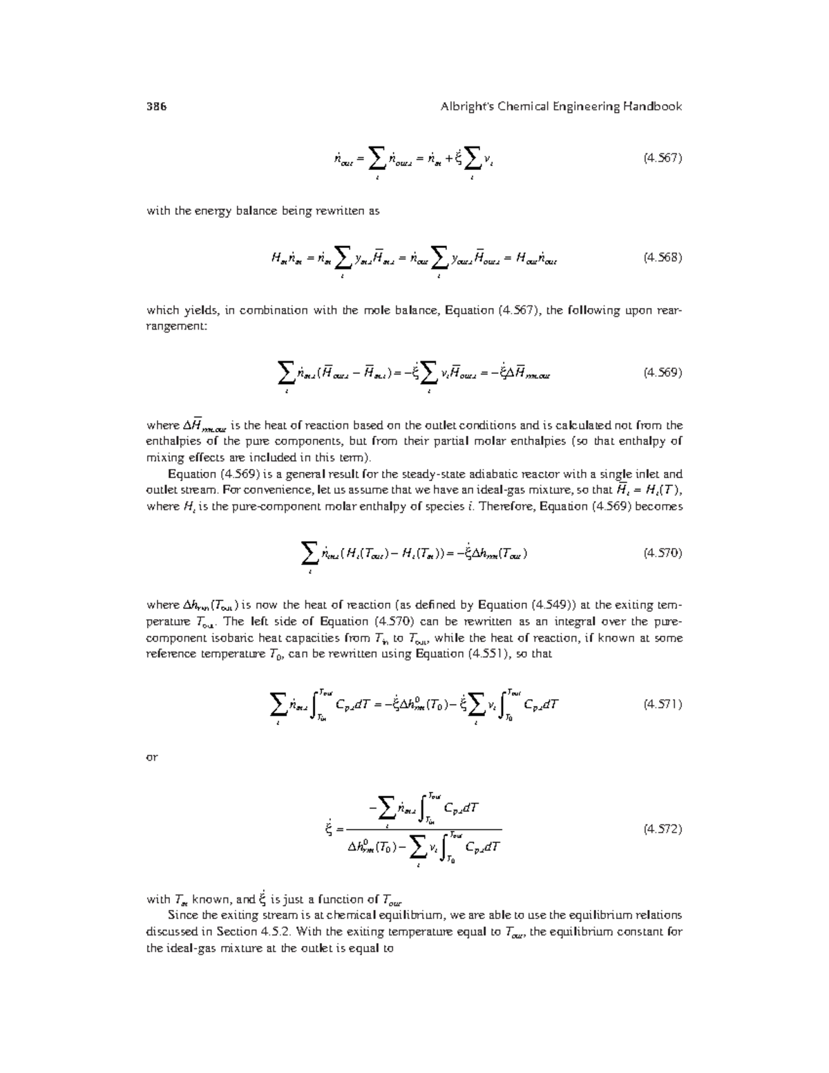 Albright's Chemical Engineering - Equation (4) is a general result for ...