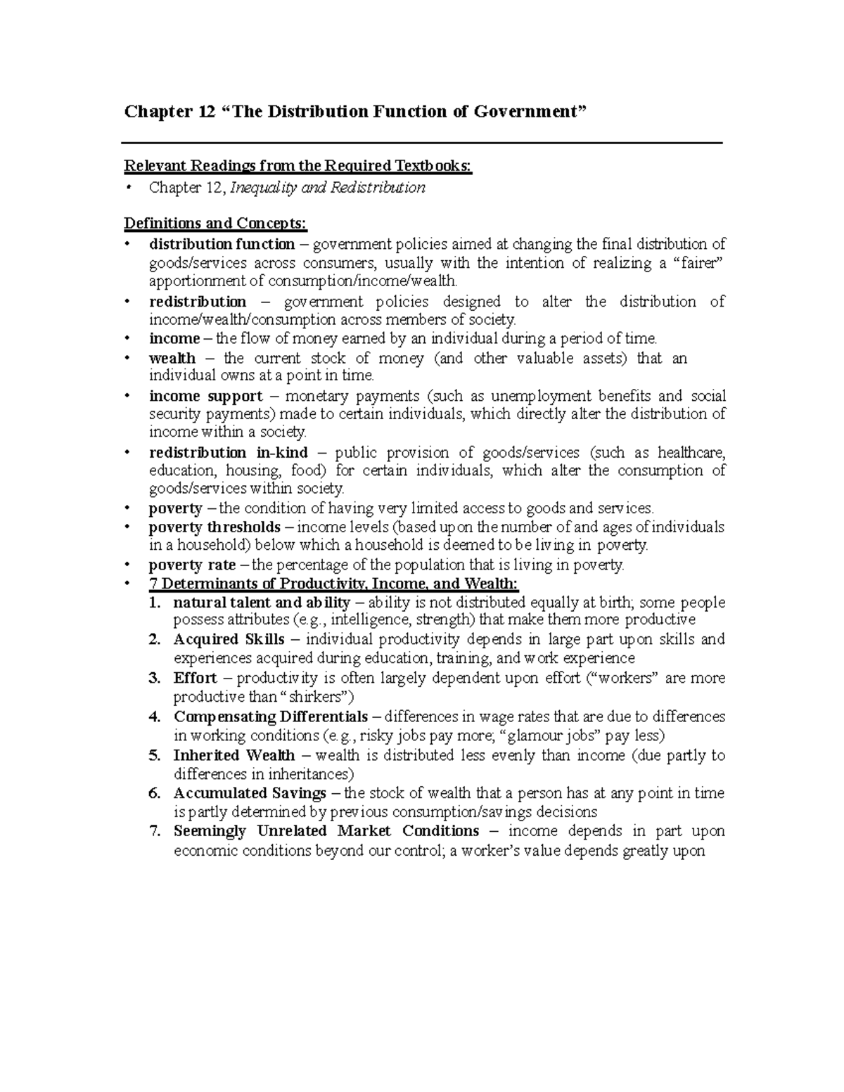 Chapter 12 study guide - Chapter 12 “The Distribution Function of ...