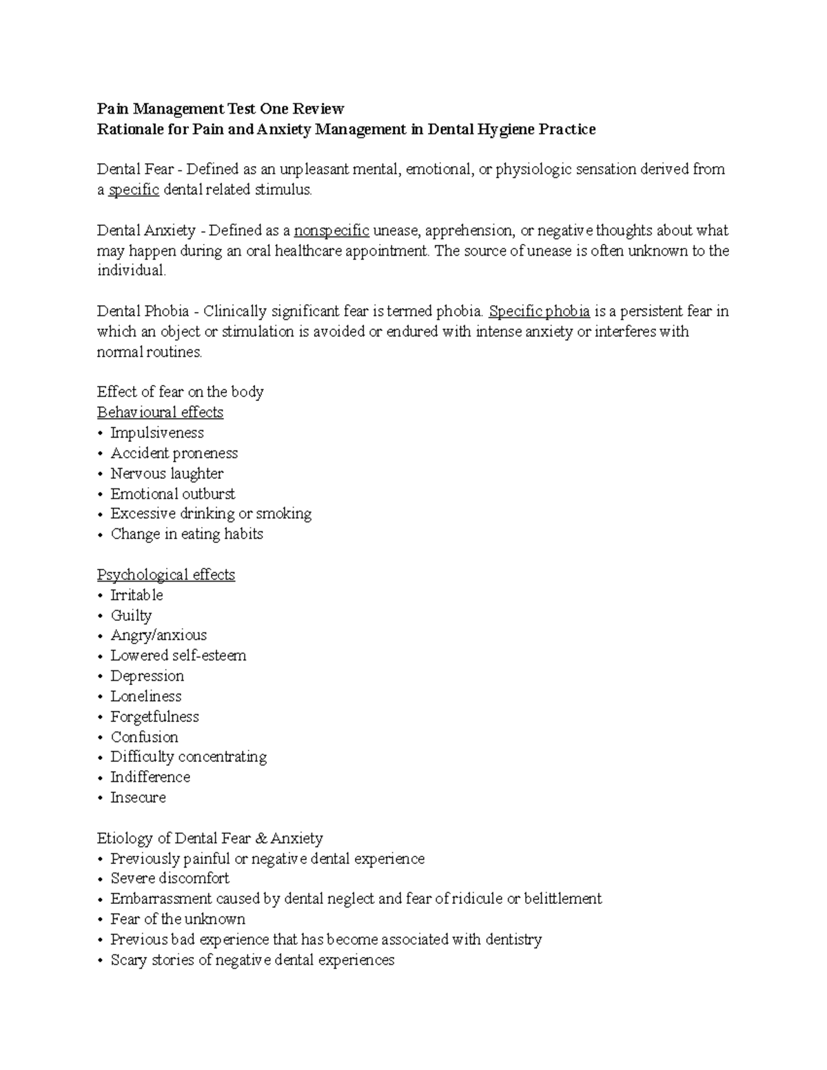 Pain Management Test One Review - Studocu