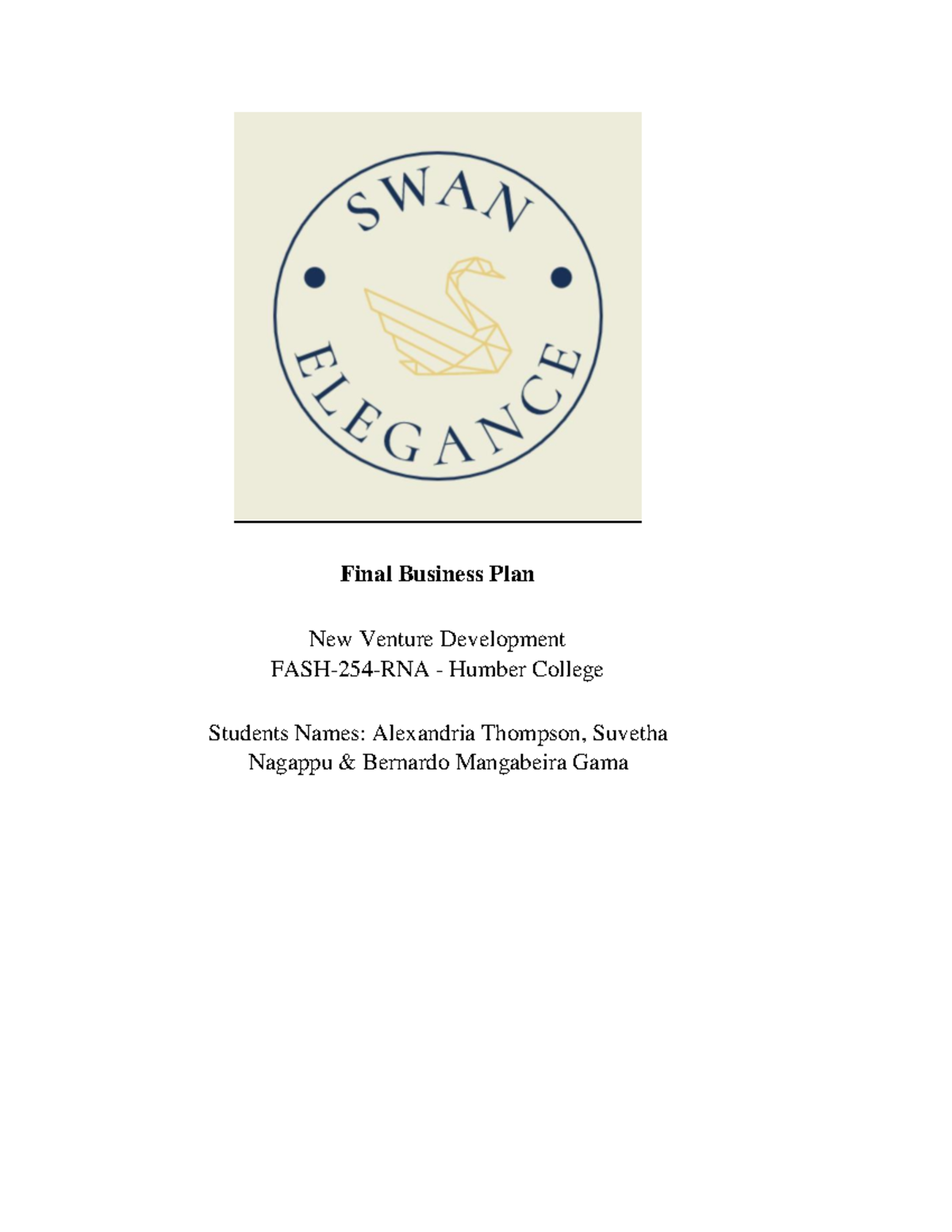 Copy of New venture devolpment final project - Final Business Plan New ...