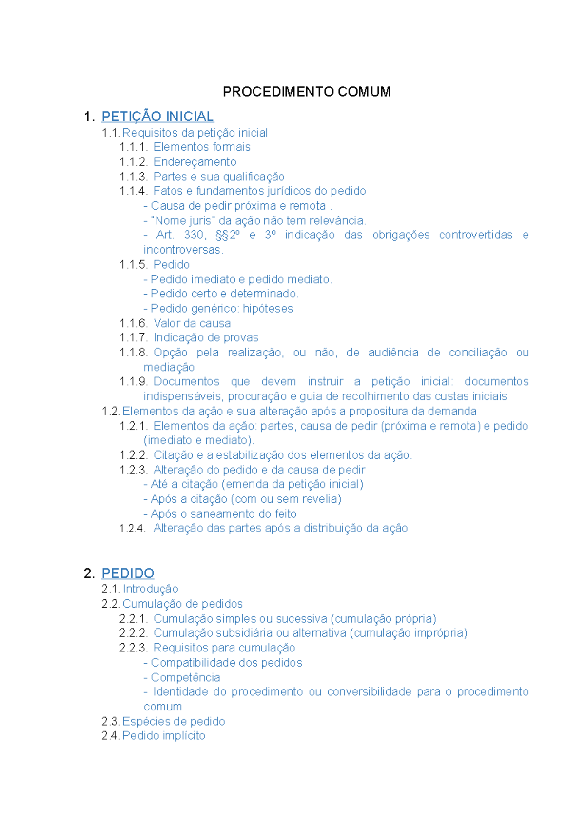 Procedimento Comum - Resumo Direito Processual Civil - PROCEDIMENTO ...