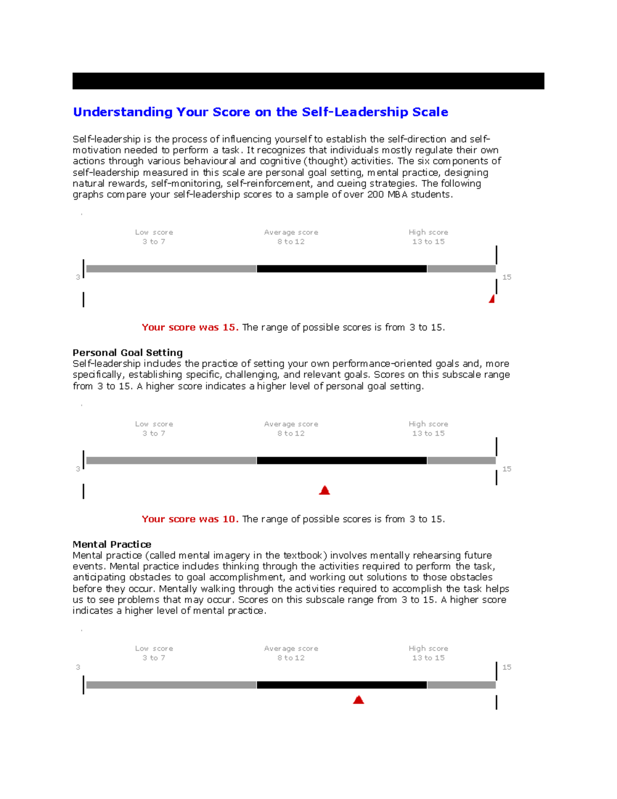 Self leadership Score - Par Assessment Self description - Understanding ...