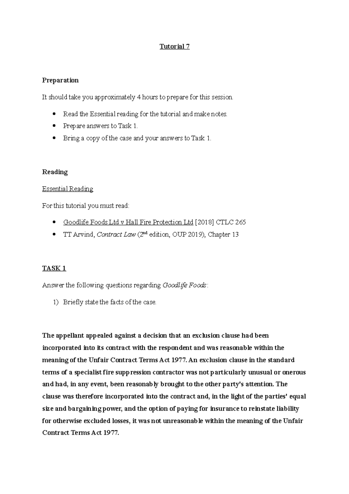 Tutorial 7(1) Con - Tutorial 7 Preparation It should take you ...