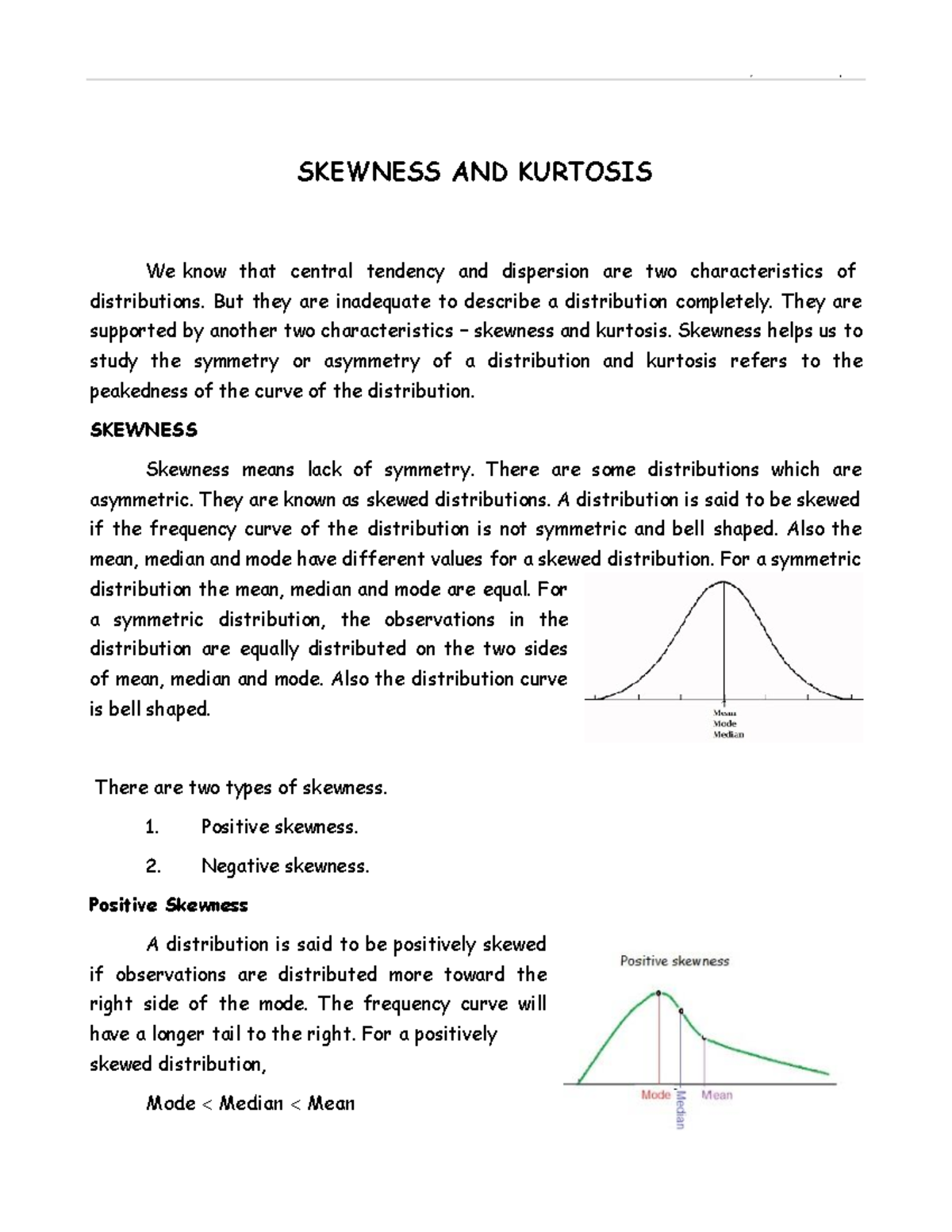 Skewness and Kurtosis - S k e w n e s s a n d K u r t o s i s – S t u d ...