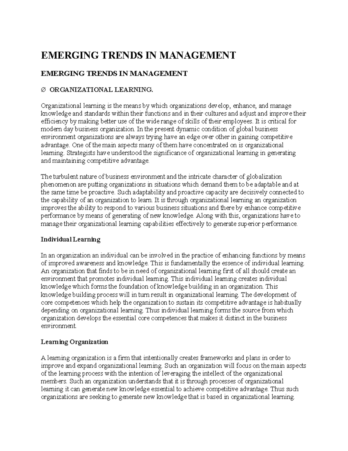Emerging Trends IN Management - EMERGING TRENDS IN MANAGEMENT EMERGING ...