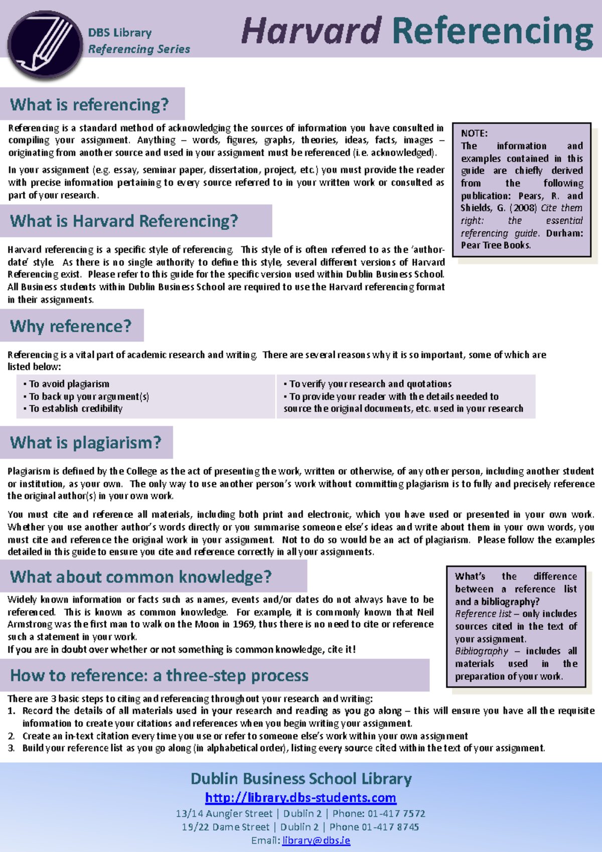 Harvard referencing guide - ####### DBS Library ####### Referencing ...