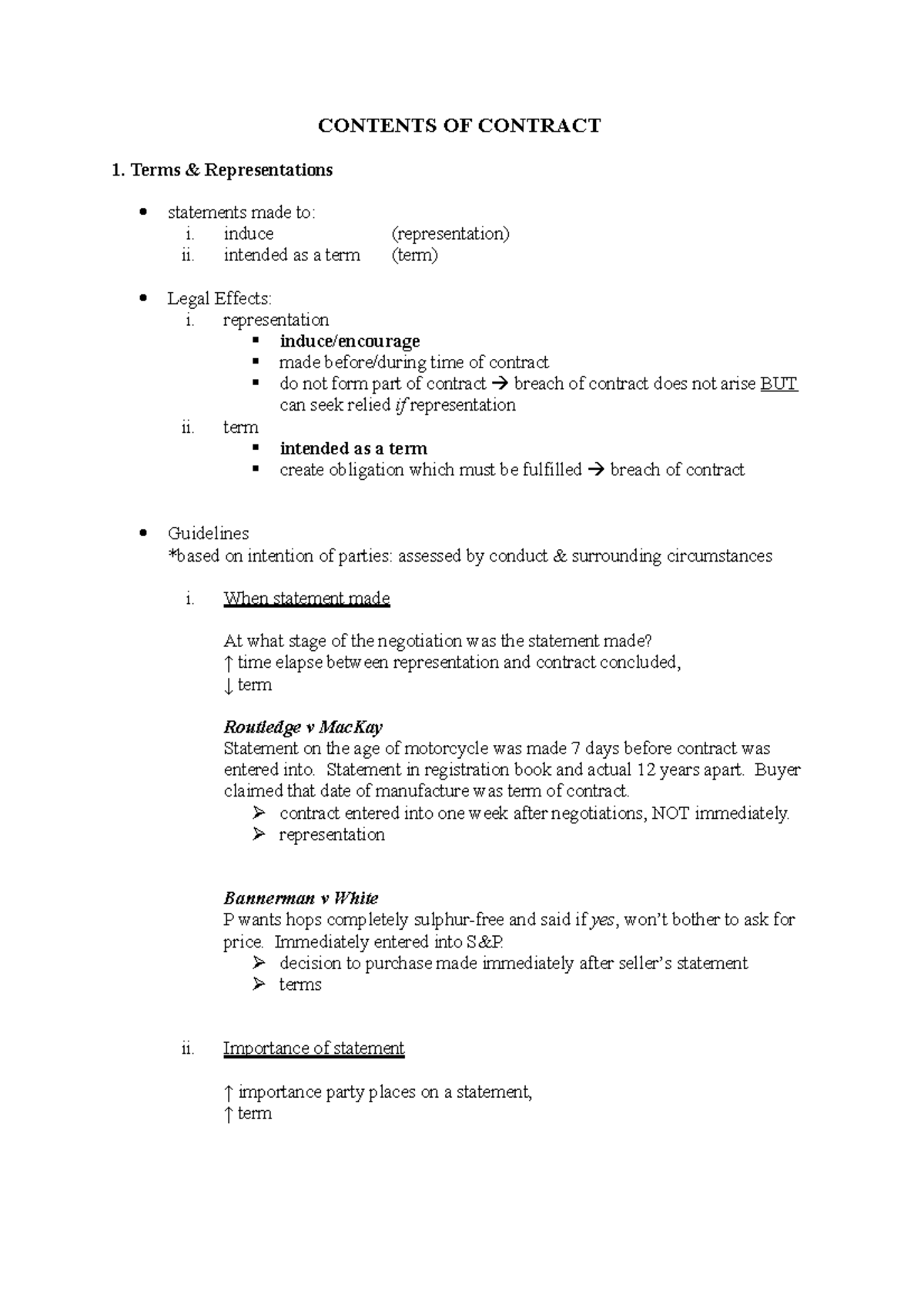 Contents Of Contracts Finals - CONTENTS OF CONTRACT Terms ...