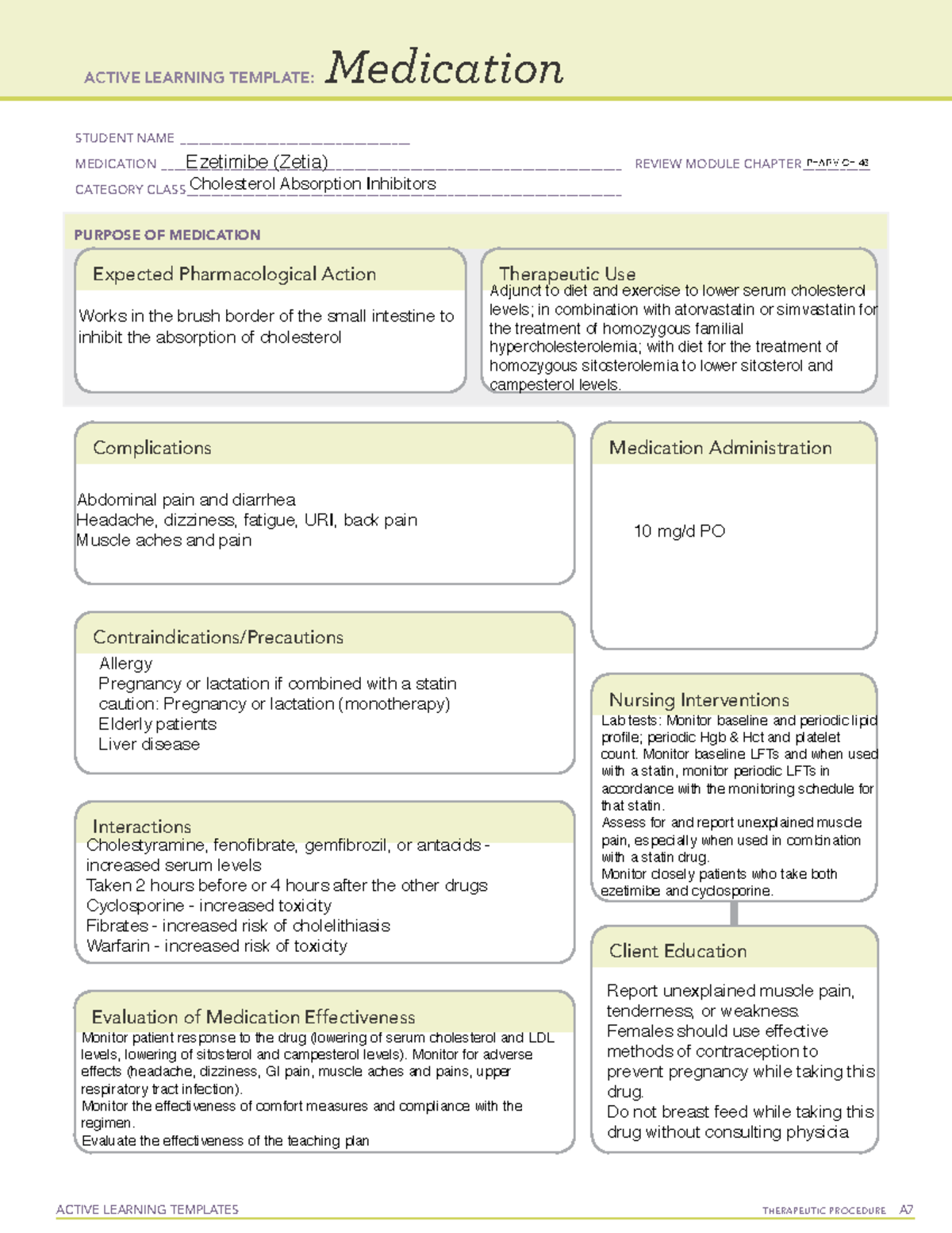 Ezetimibe (Zetia) - Drug template - ACTIVE LEARNING TEMPLATES ...