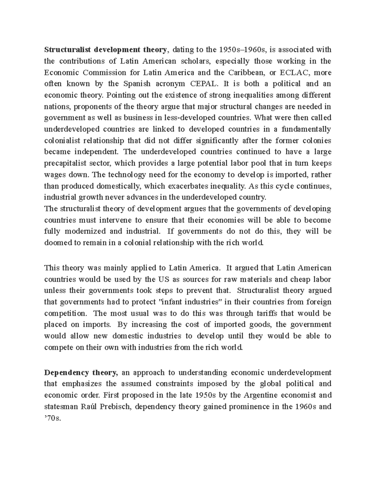 Structuralist approach to development - Growth and development - MG ...