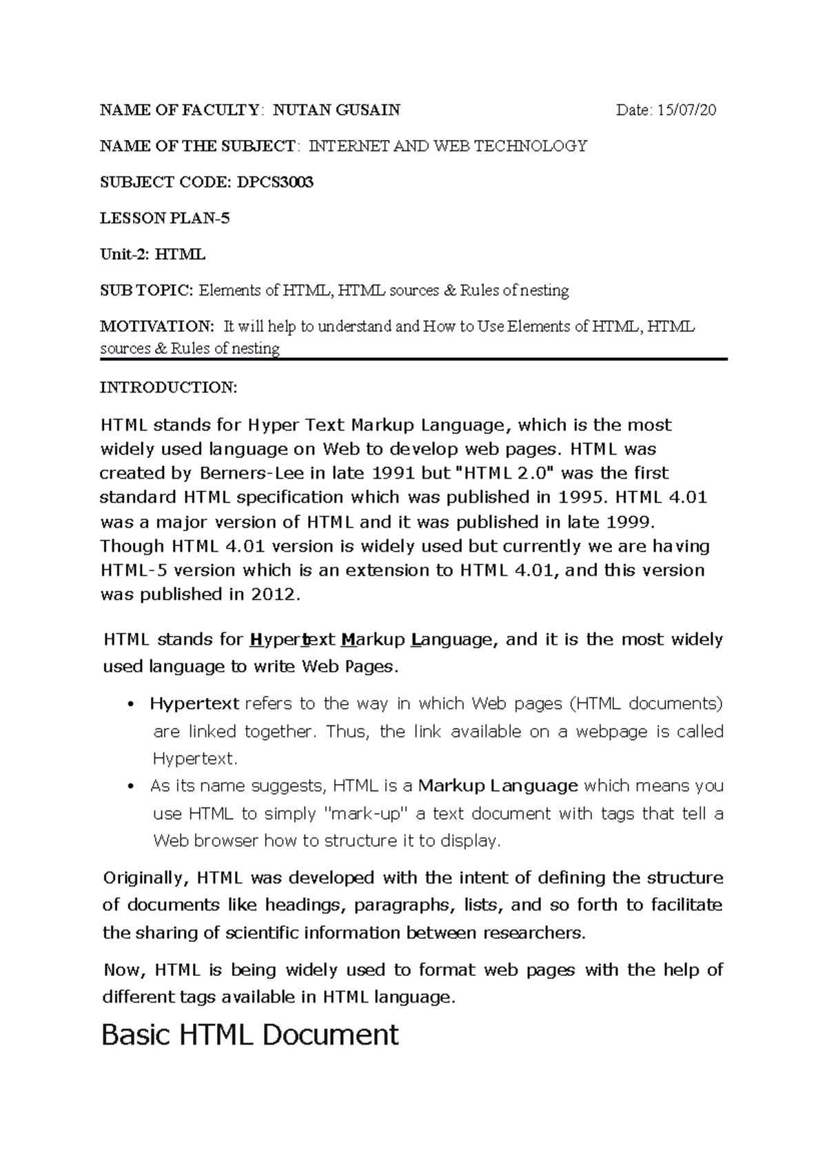 DPCS3003 ALP - Lecture notes INTERNET & WEB TECHNOLODGY NOTES - Web ...
