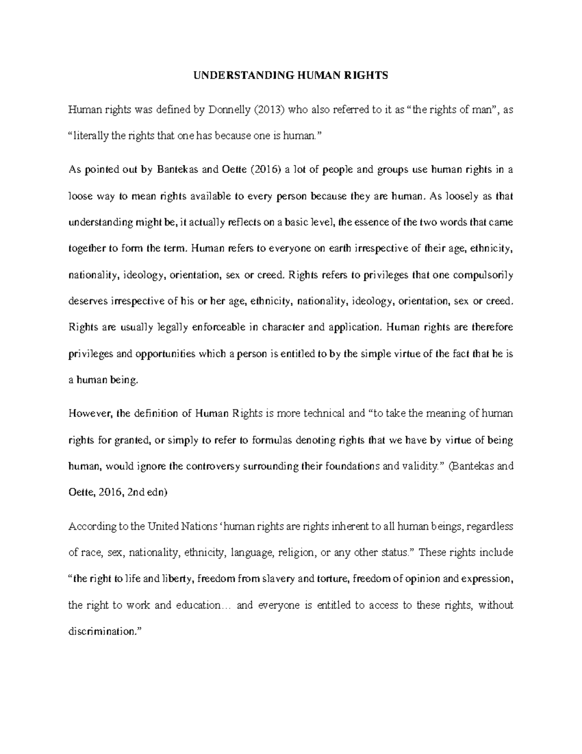 Understanding Human Rights - UNDERSTANDING HUMAN RIGHTS Human rights ...