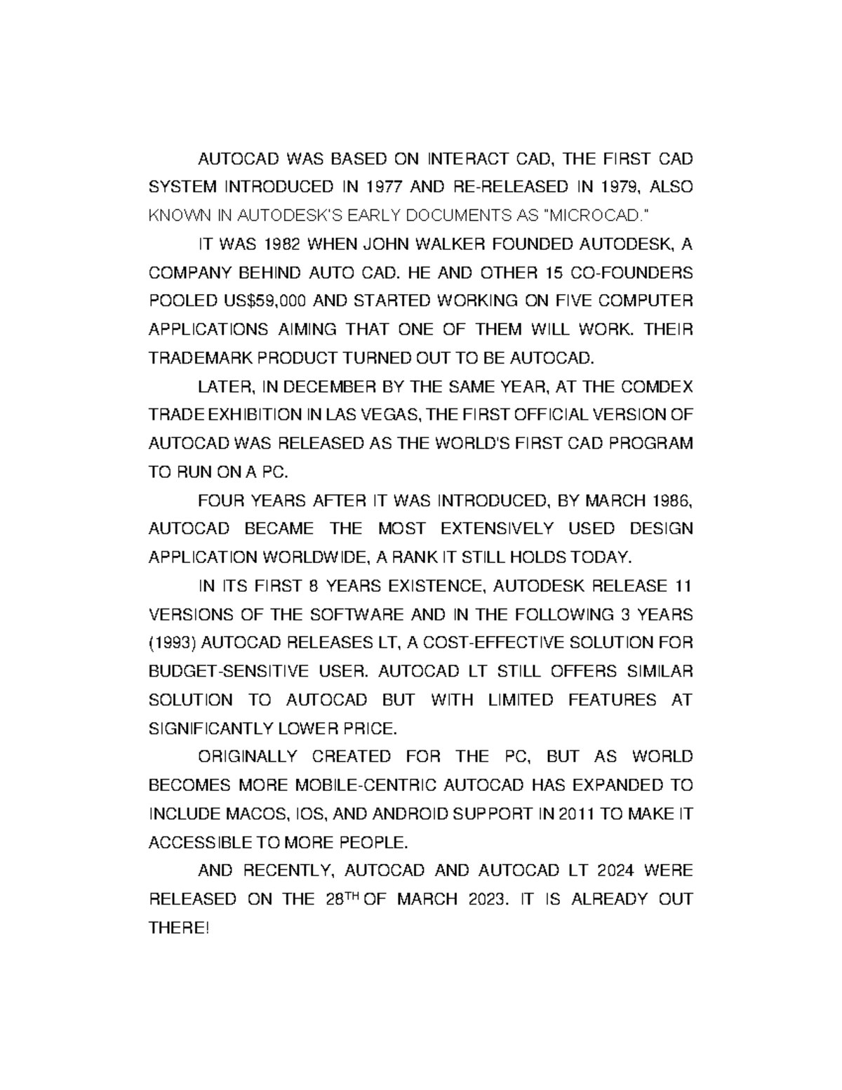 Auto CAD is a computer (Auto Recovered) - AUTOCAD WAS BASED ON INTERACT ...