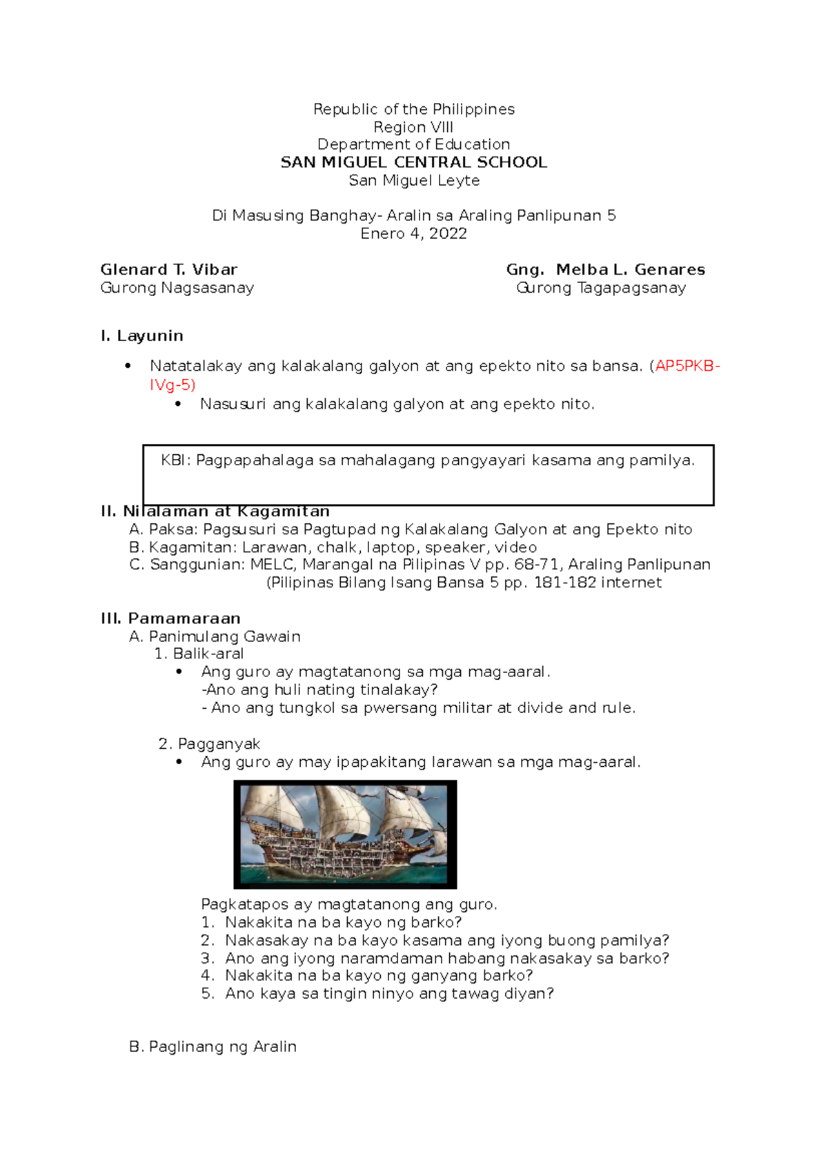 Kalakalang galyon - Republic of the Philippines Region VIII Department ...