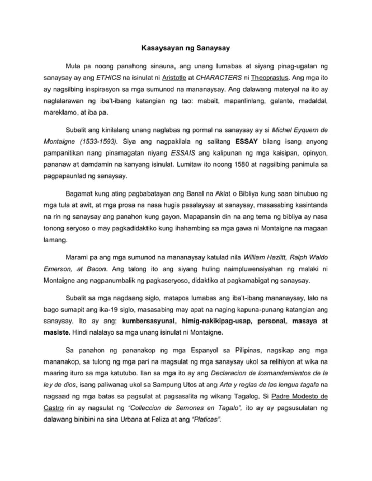 2-sanaysay - Anything - Kasaysayan ng Sanaysay Mula pa noong panahong ...