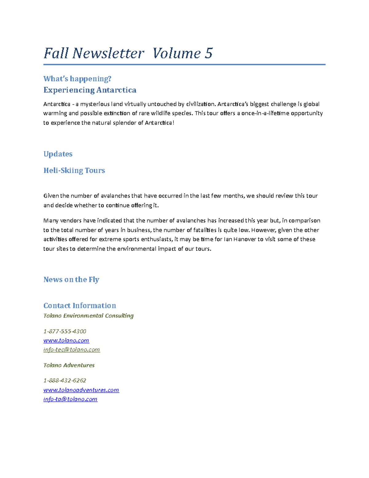 My Fall Newsletter - WORD ASSIGNMENT - Fall Newsletter Volume 5 What’s ...