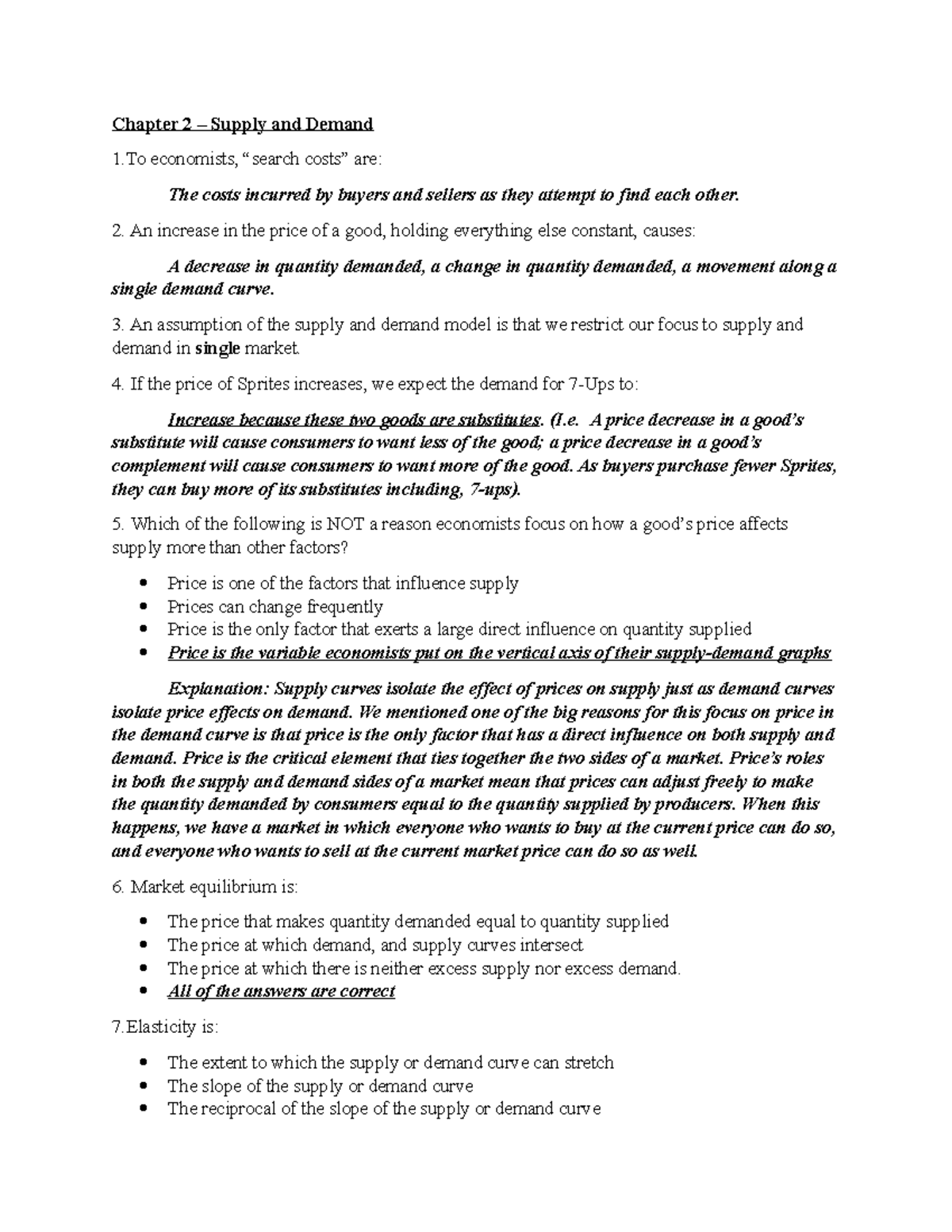 Chapter 2 - Supply and Demand - Chapter 2 – Supply and Demand 1 ...