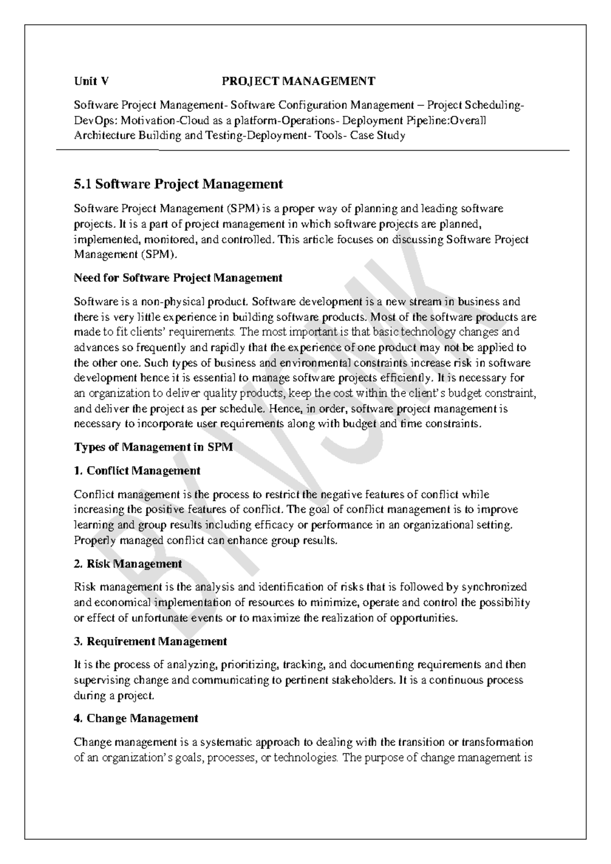 Unit V Project Management - Unit V PROJECT MANAGEMENT Software Project Management- Software ...