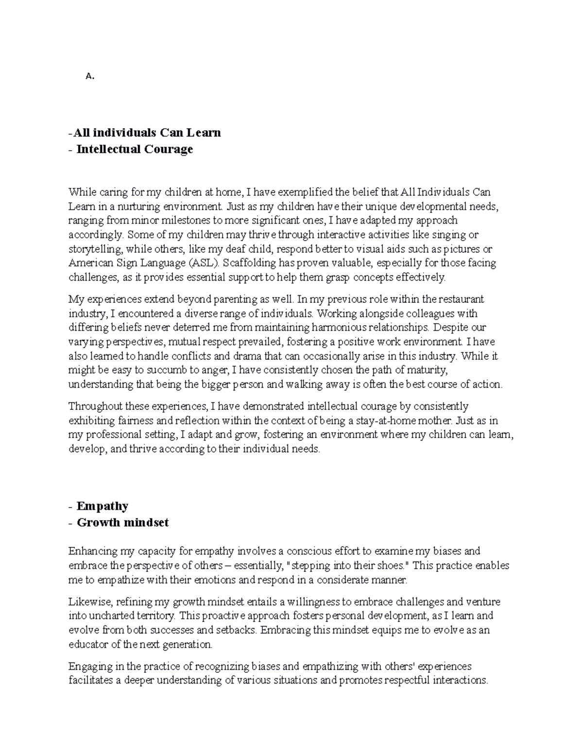 Rev. d090 task 4 - n/a - A. -All individuals Can Learn - Intellectual ...