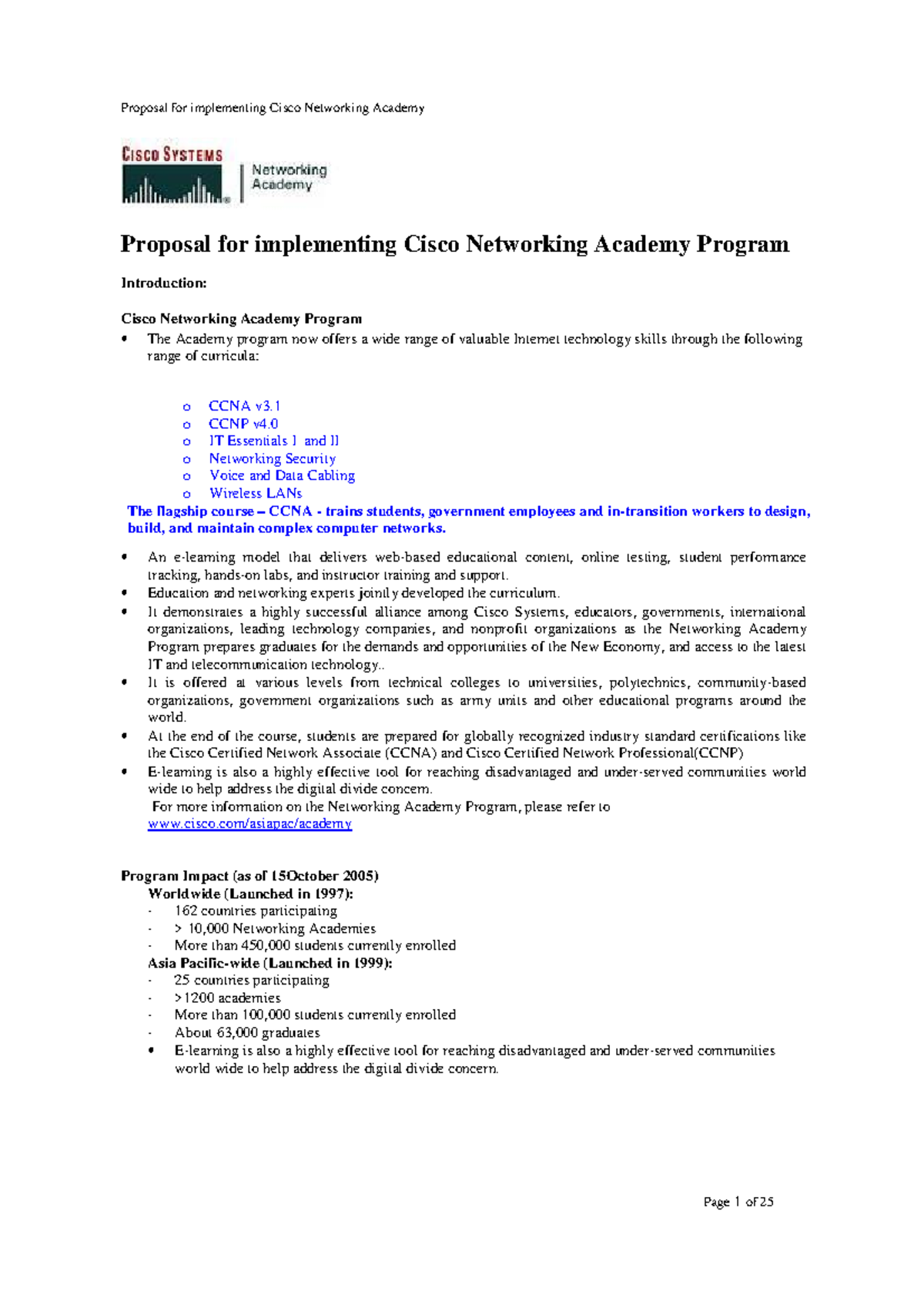 Docuri - CSE course - Proposal for implementing Cisco Networking ...