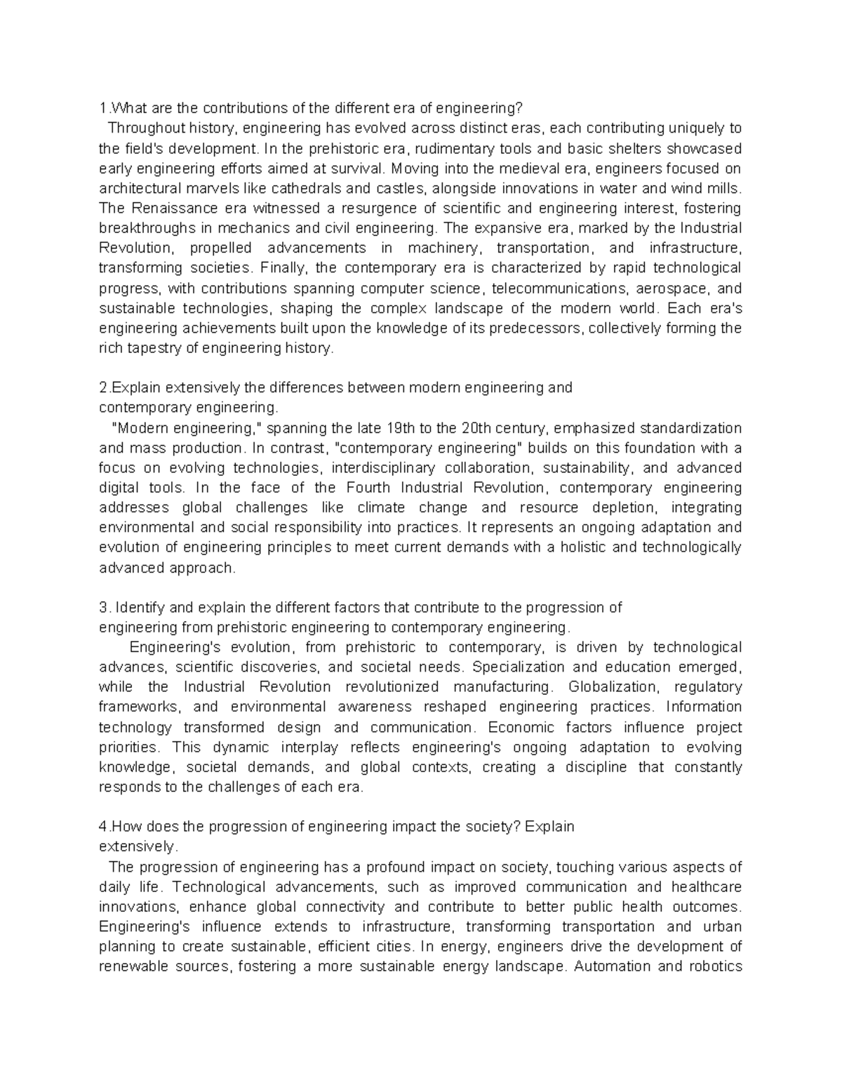 Essay - Notes - 1 are the contributions of the different era of ...