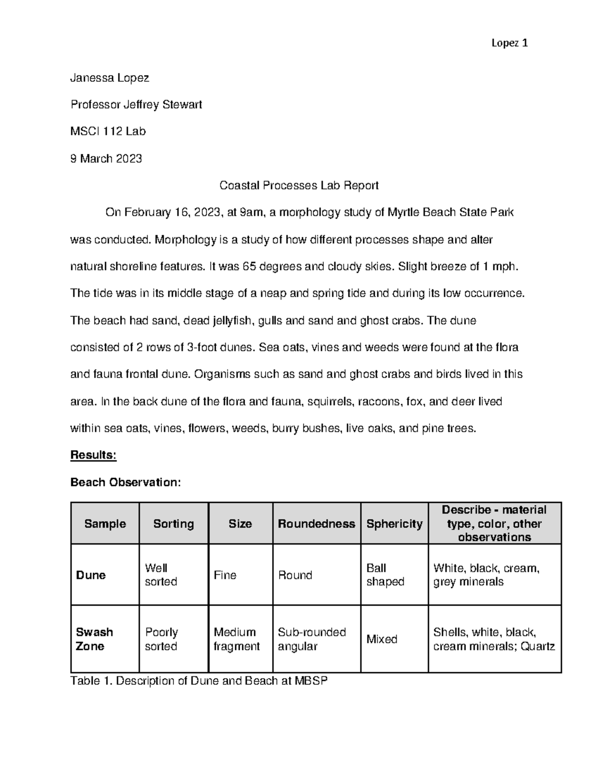 MBSP Lab report - Janessa Lopez Professor Jeffrey Stewart MSCI 112 Lab ...