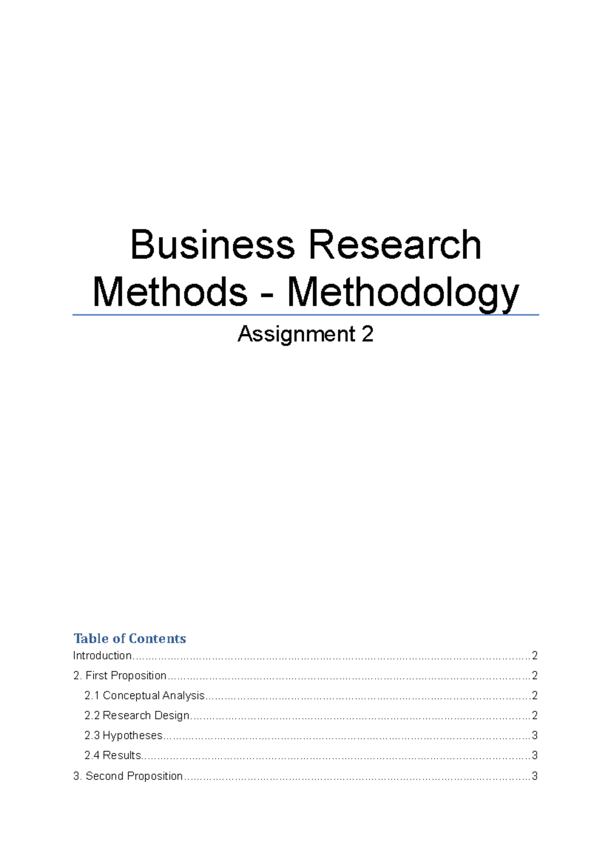 Business Research Methods Assignment 2 - Business Research Methods ...