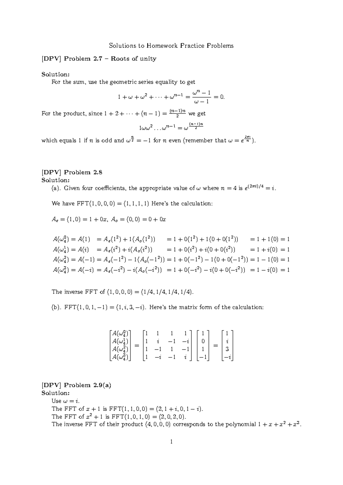 HW4 practice solutions - Solutions to Homework Practice Problems [DPV ...