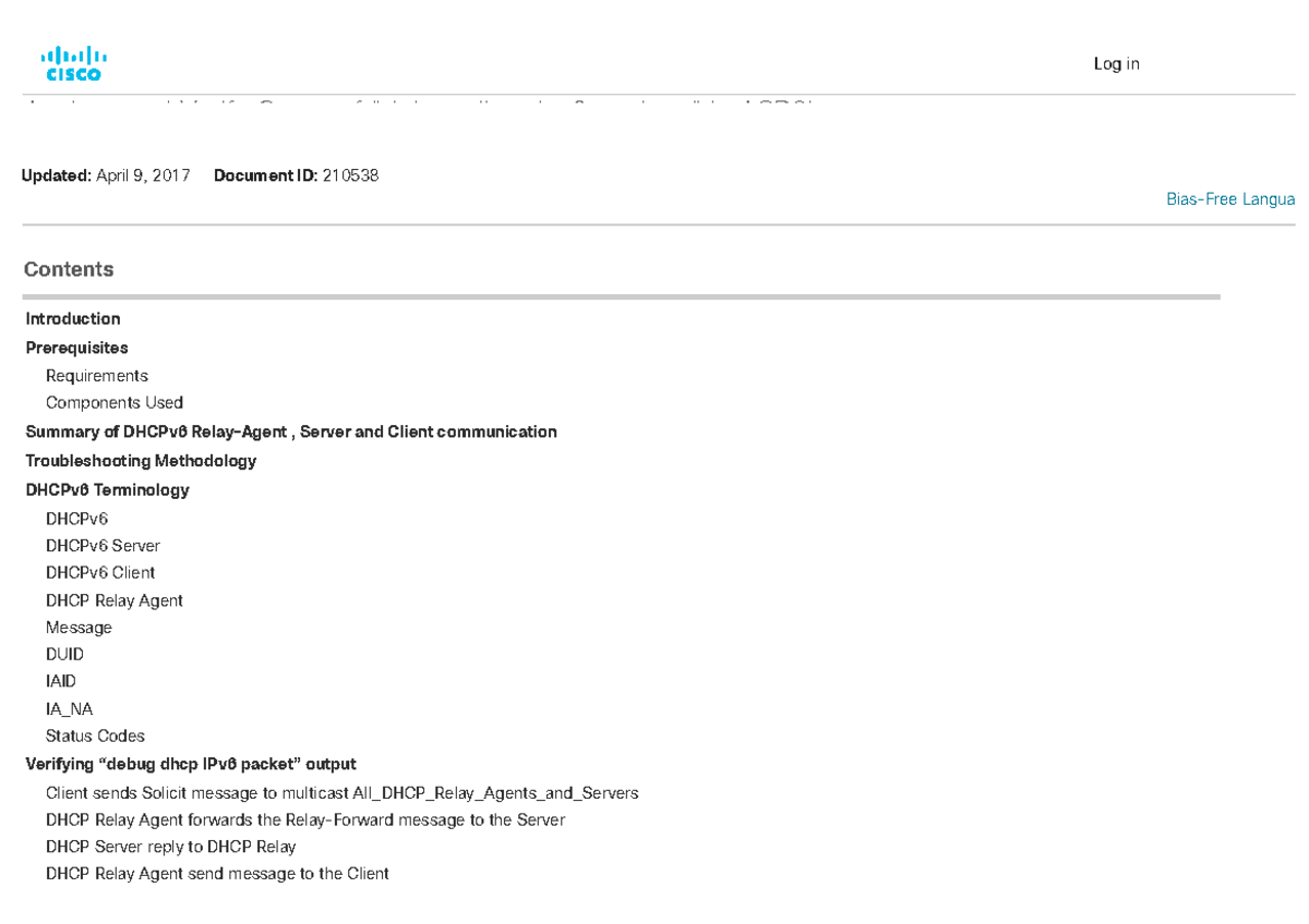 Analyze and Verify Ouput of debug dhcp ipv6 packets in ASR9k - Cisco ...