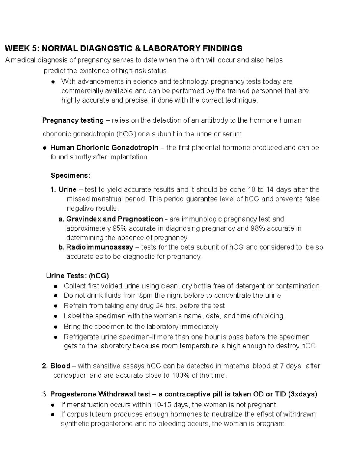 NCMA217 Prelims - WEEK 5: NORMAL DIAGNOSTIC & LABORATORY FINDINGS A ...