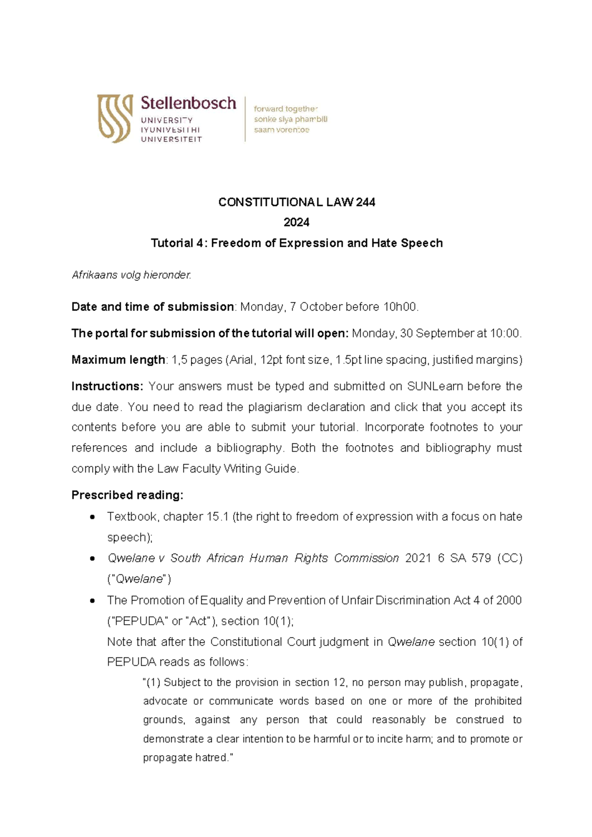 Con Law 244 Tutorial 4 Tutoriaal 4 9722c1356304483 ac6aaa36ace8781a7 - CONSTITUTIONAL LAW 244 ...