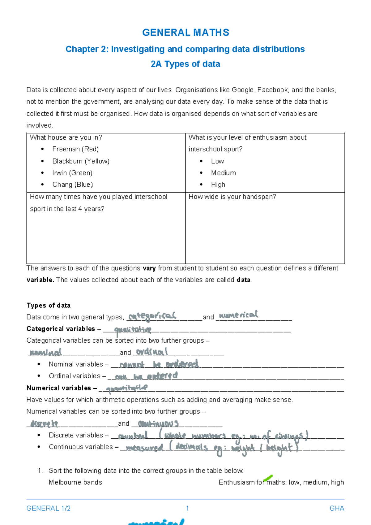 Chapter 2 student booklet - GENERAL MATHS Chapter 2: Investigating and ...