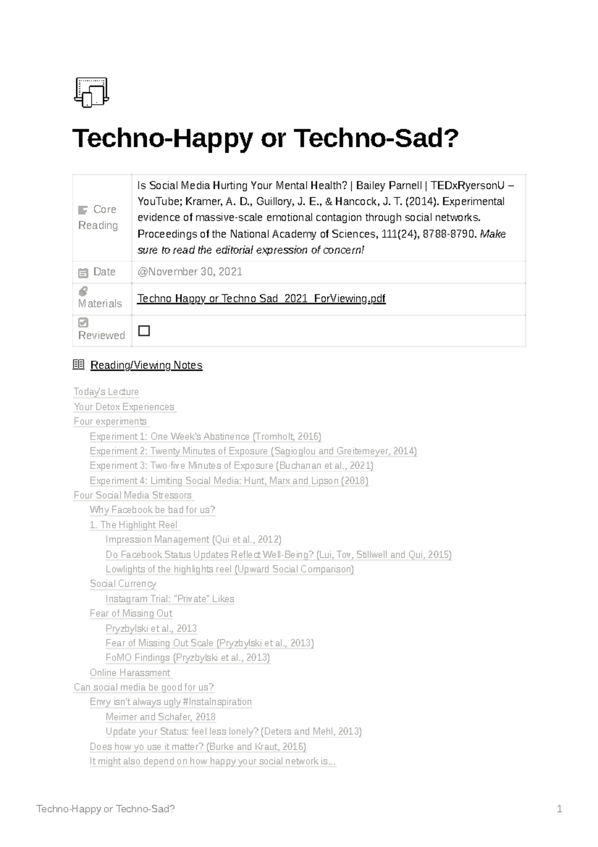 Techno-Happy or Techno-Sad - Lecture 8 - Techno-Happy or Techno-Sad ...