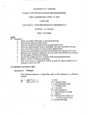 Che462s 2004 exam - Final exam - CHE462H1 - U of T - Studocu