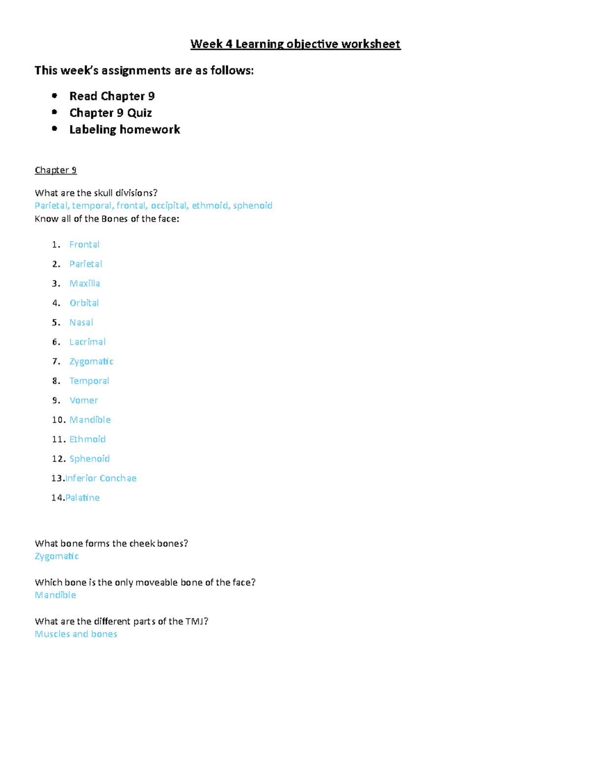 Das123 Week 4 Learnig Objectives Week 4 Learning Objective Worksheet This Weeks Assignments