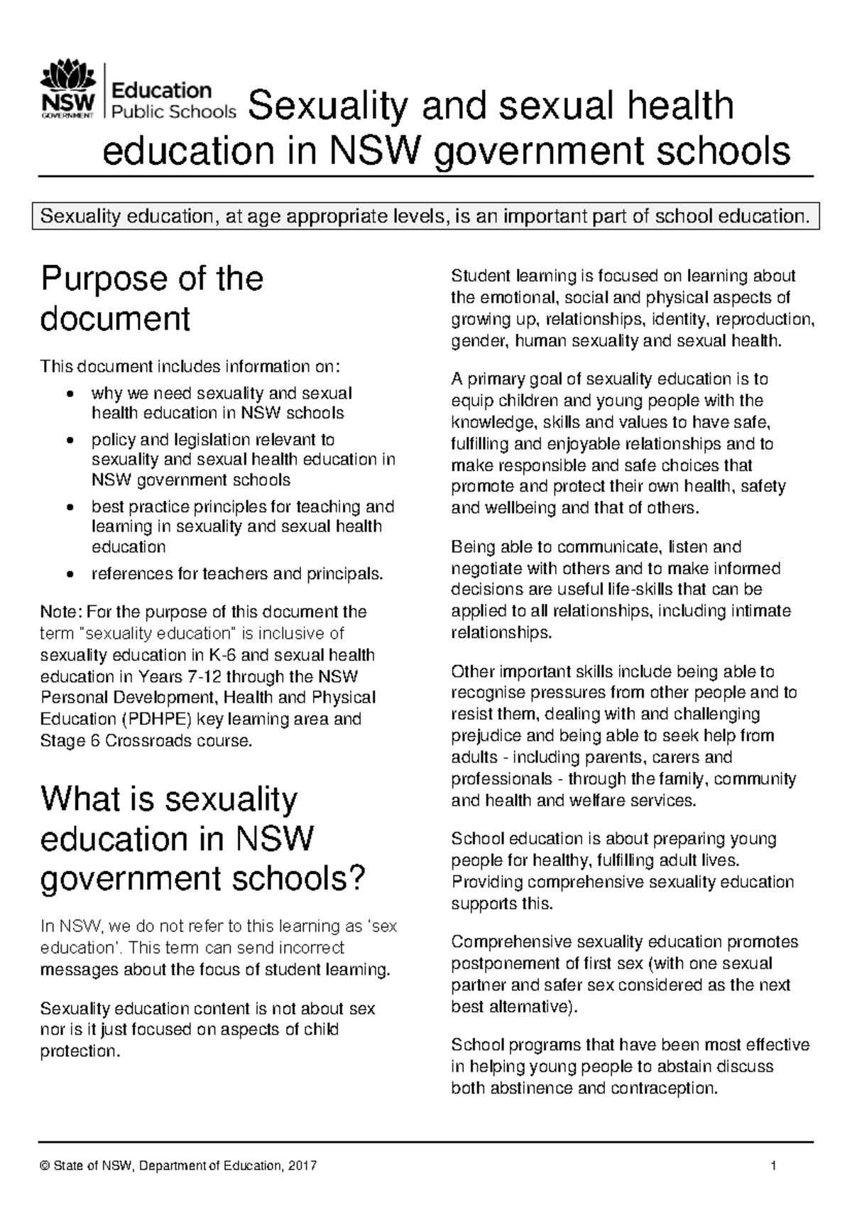 Pdhpe k 12 sexuality health education nsw schools - Sexuality and ...