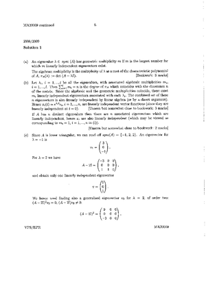 Exam 2010, answers - MA20009: 2010 Exam Solutions Solution 1 (a) A ...