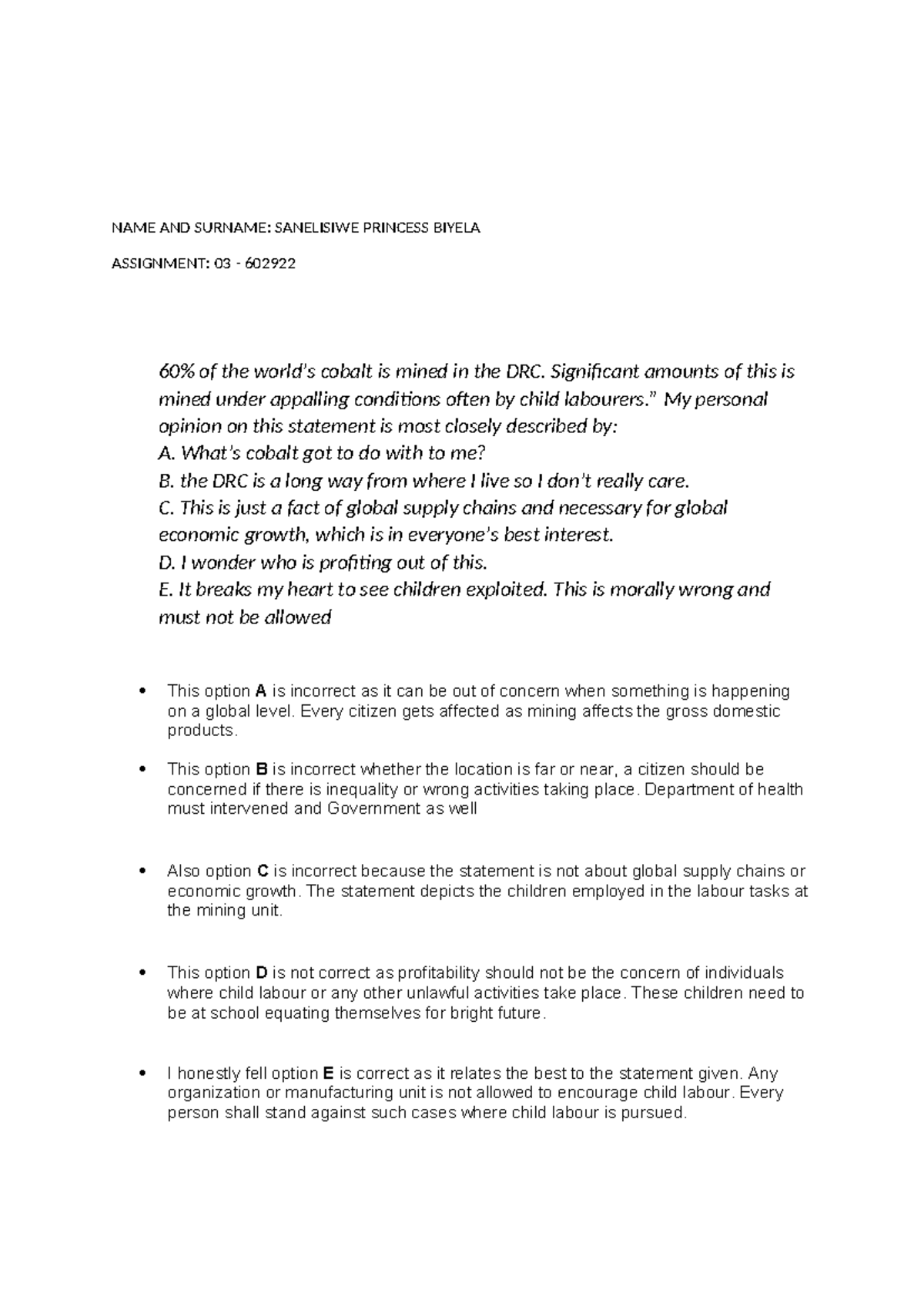SUS Assignment 03 - Summary Sustainability and greed - NAME AND SURNAME ...