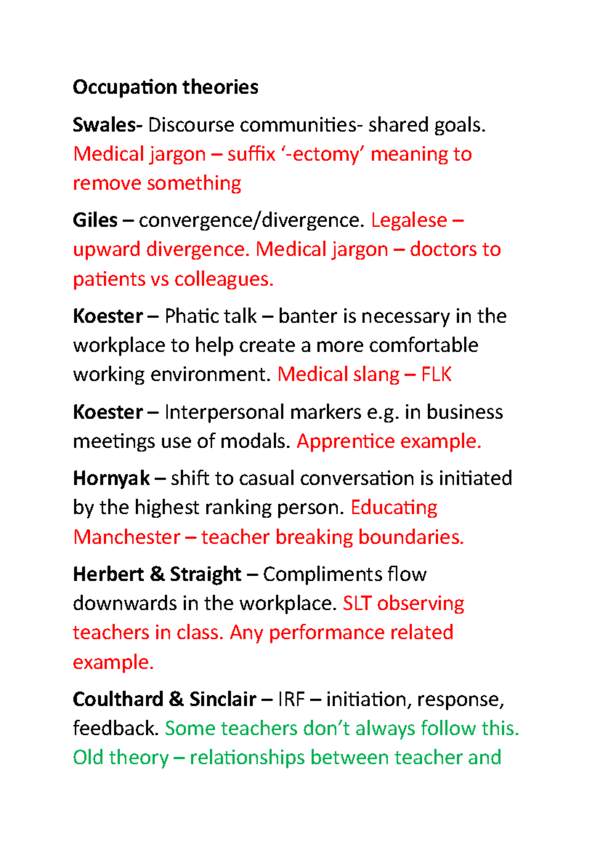 occupation theories - Occupation theories Swales- Discourse communities ...