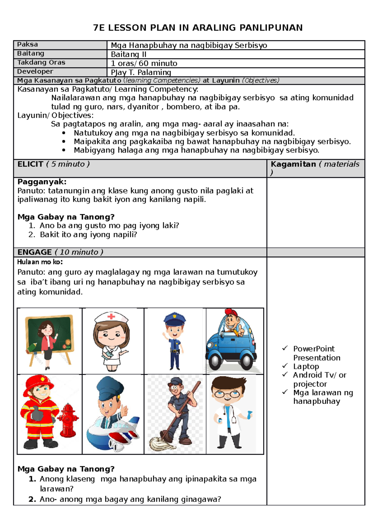 7E- EGE 101 - Goodluck - 7E LESSON PLAN IN ARALING PANLIPUNAN Paksa Mga ...