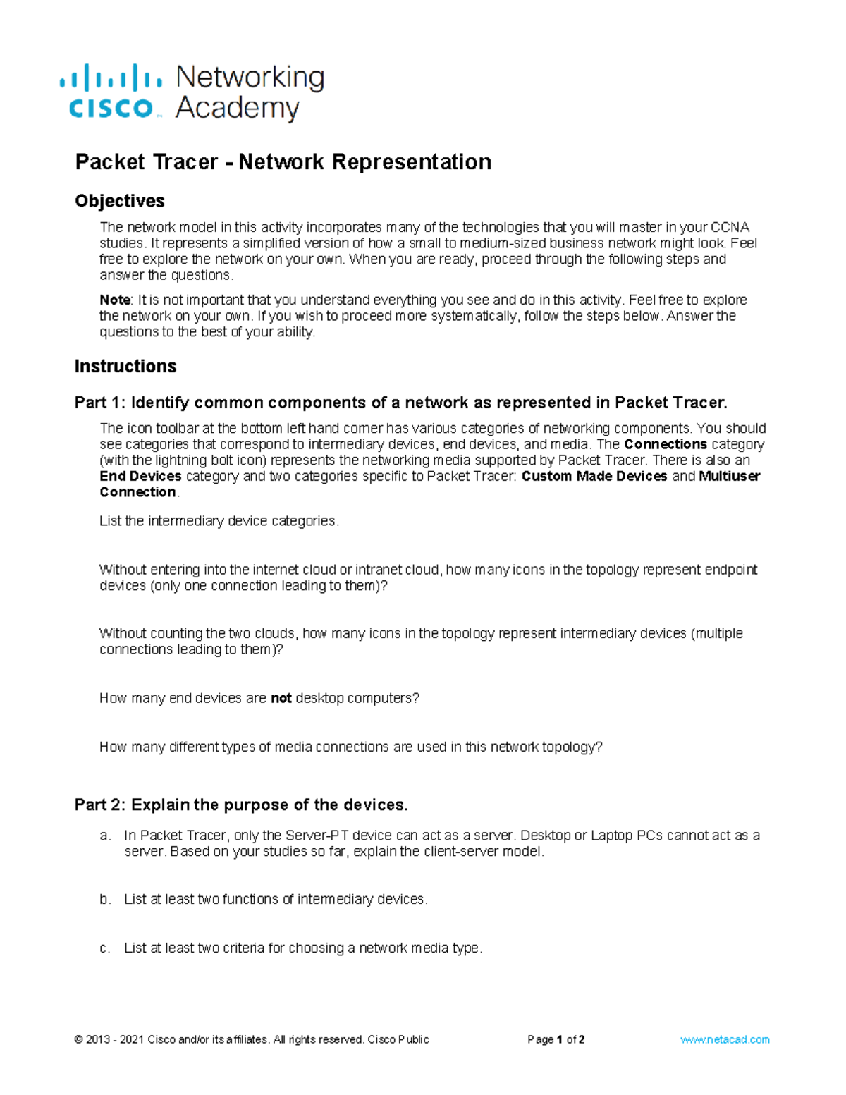 1.5.5 Packet Tracer - Network Representation - Packet Tracer - Network ...